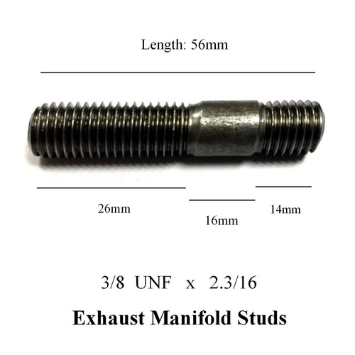 3/8 UNF x 2.3/16 Exhaust Inlet Manifold Studs. Length: 56mm / 26mm ...