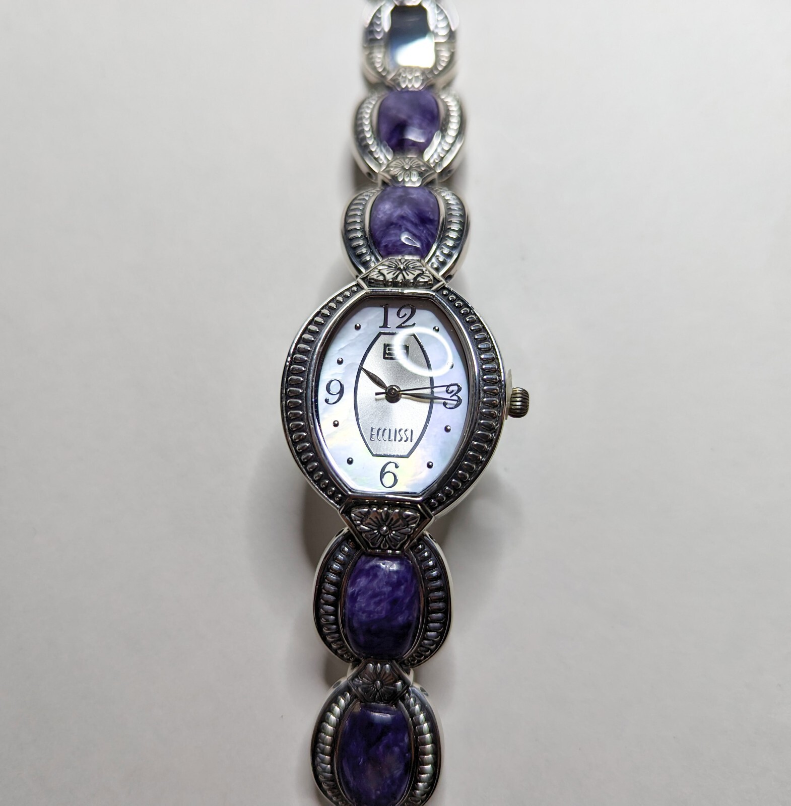Ecclissi Women's Sterling Silver Mother-Of-Pearl Charoite Floral ...