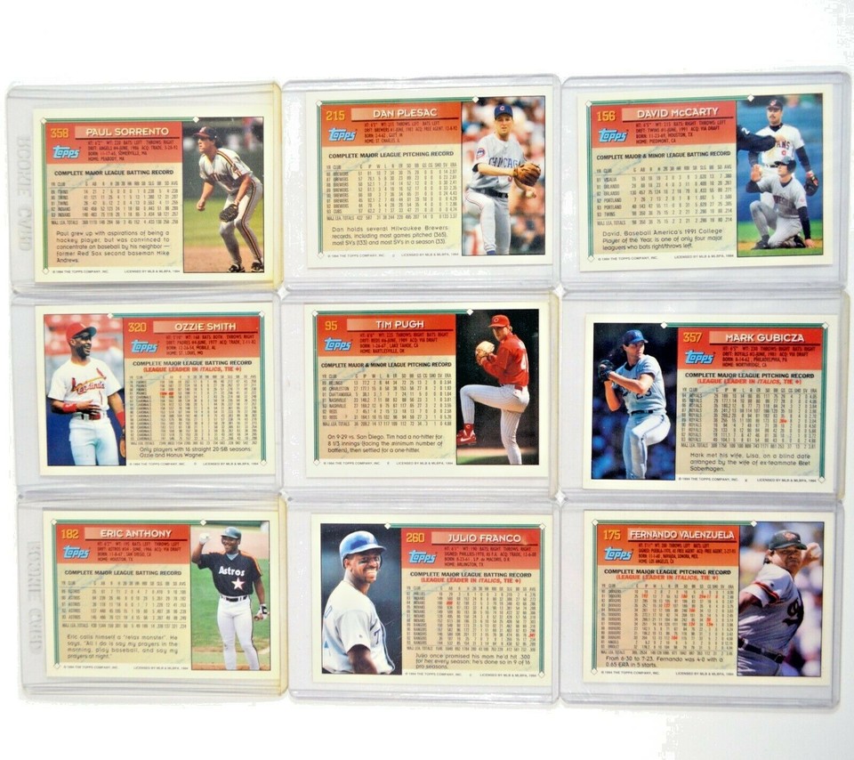 Lot of 9 Topps 1994 Baseball Cards | eBay