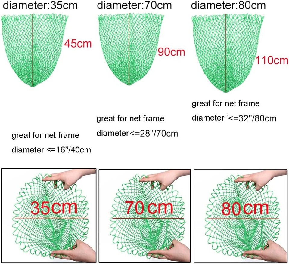 Fishing Net Replacement Netting Landing Diameter 14inch/35cm | eBay