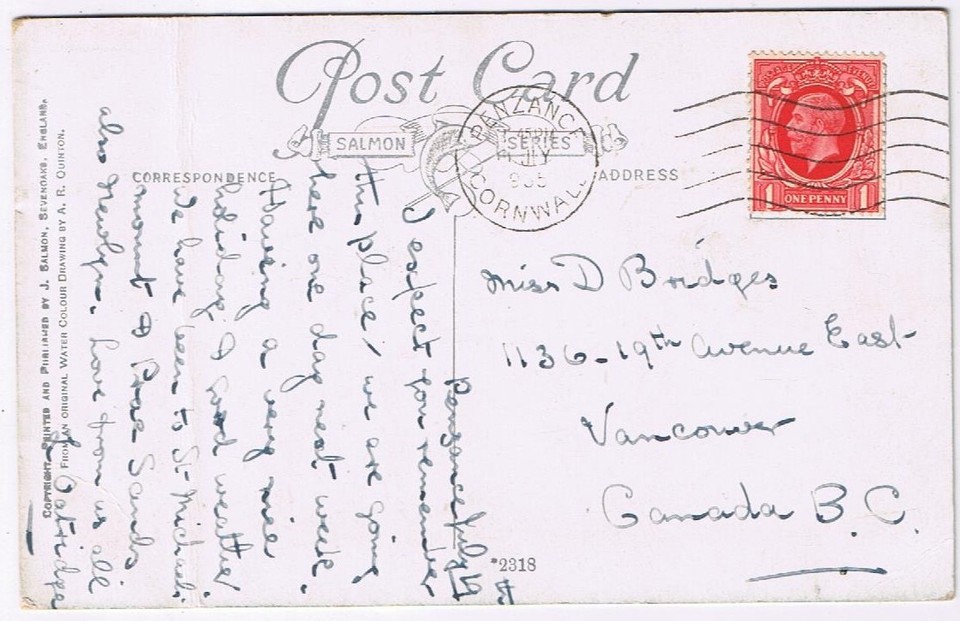 Postcard Art AR Quinton Flushing From Greenbank Ferry Falmouth UK | eBay