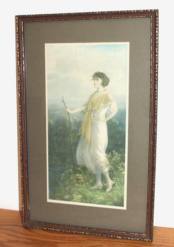 Vintage Zula Kenyon Framed Print Woman in Nature Original Art Deco ...
