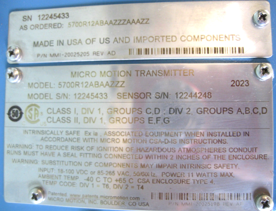 Micro Motion 5700 R12 ABAAZZZ AAAZZ Mfg 2023 Transmitter w/ Accessories ...