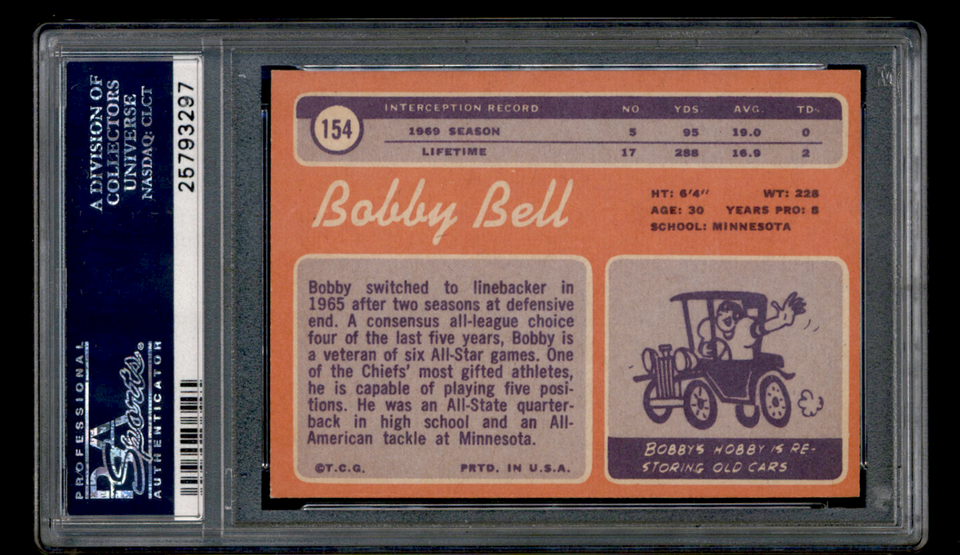 25793297 1970 Topps #154 Bobby Bell Kansas City Chiefs PSA 8 NM-MT | eBay