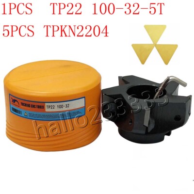 TP22 100-32-5T Square Indexable face milling cutter +5pc TPKN2204 ...