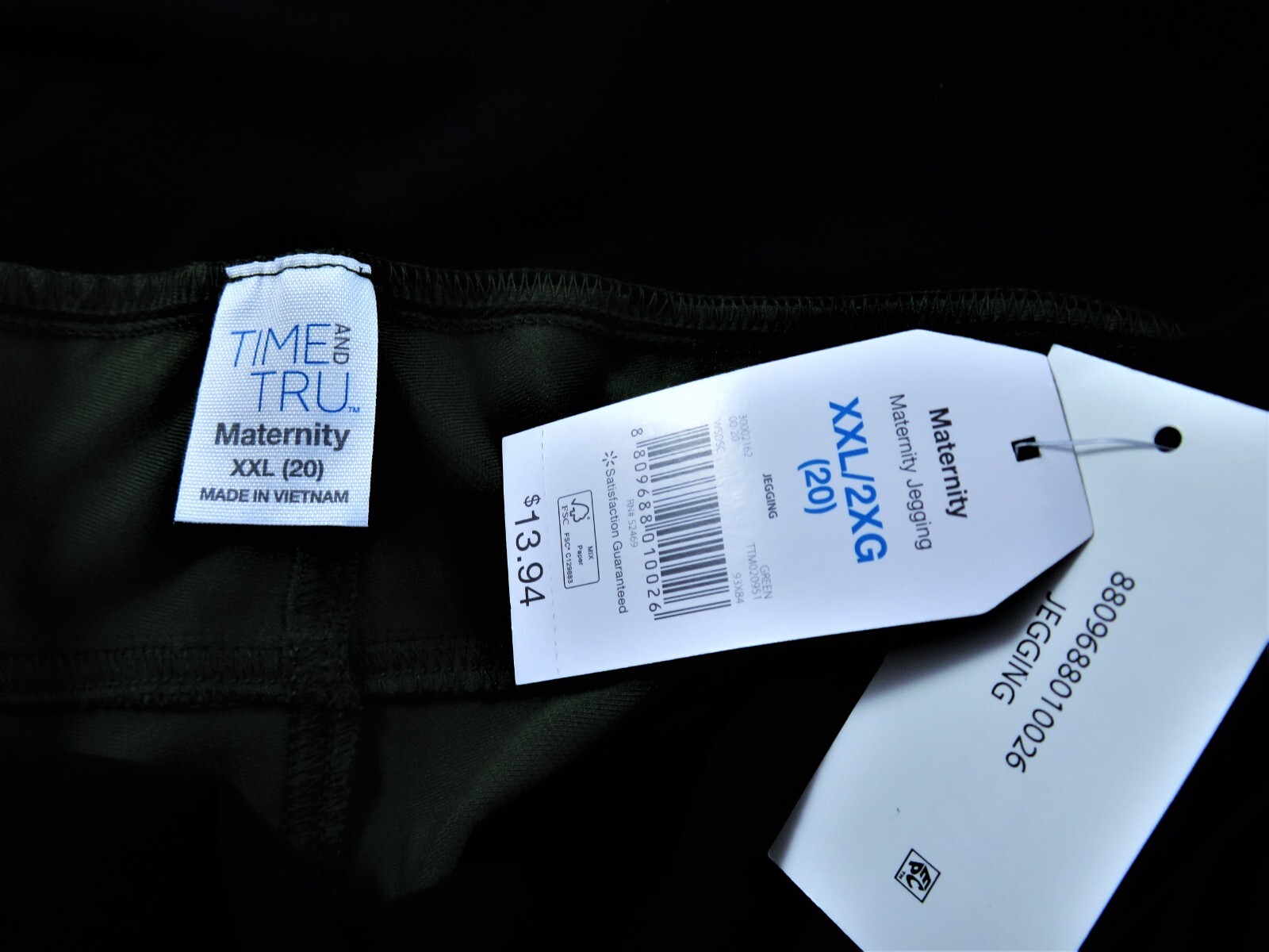 Time and Tru Maternity Jeggings Pants Size XXL (20) Olive Green New W ...