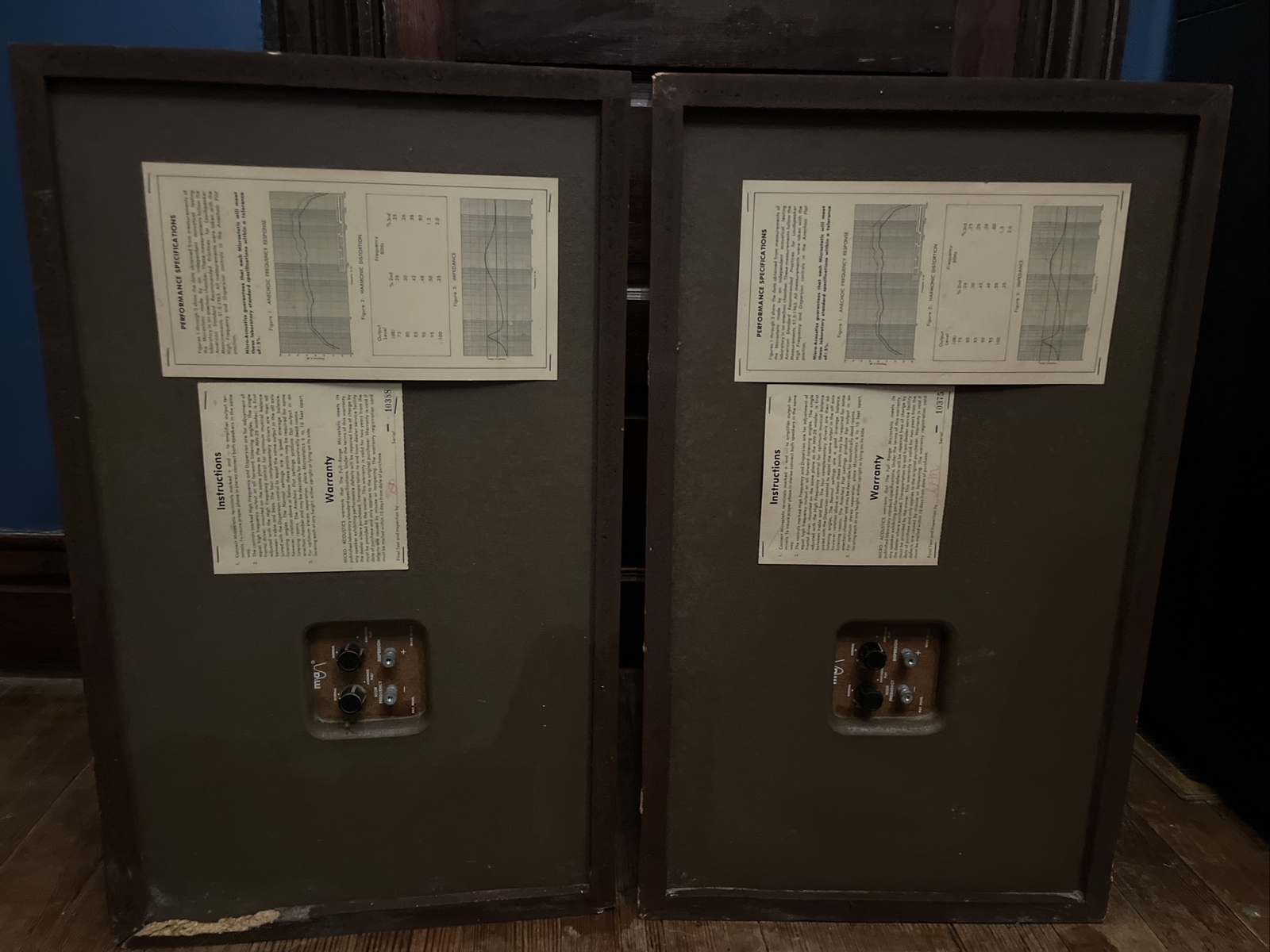 Pair Of MA Micro Acoustic Speakers Serial #10375 Microstatic Floor Wood ...