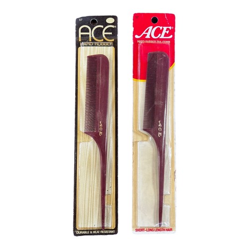 Lot of 2 Vintage New Old Stock Ace Hard Rubber Tail Comb 8" Burgundy 57 ...