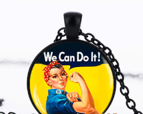 feminist power strong woman charm pendant BLACK necklace female | eBay
