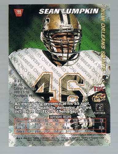 1996 stadium club members only SEAN LUMPKIN #199 SAINTS / MINNESOTA | eBay