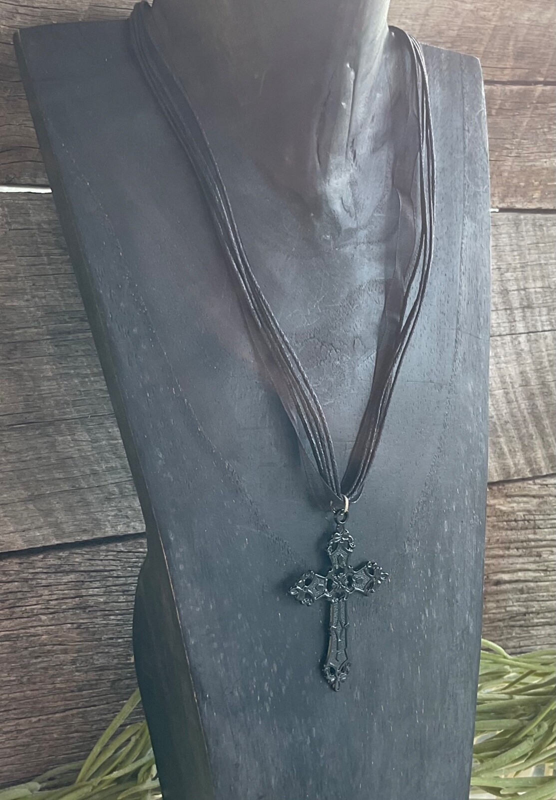 Large Ornate Black Cross Necklace Rockabilly Gothic Punk Emo Pendant ...