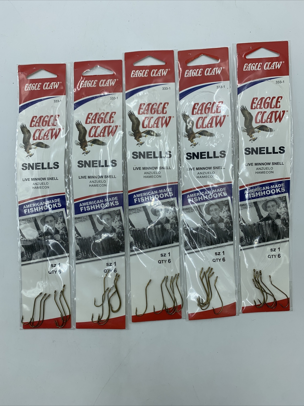 Eagle Claw 333-1 Live Minnow Snell Fishing Hook, Bronze Lot Of 5, Total 30 Hooks | eBay