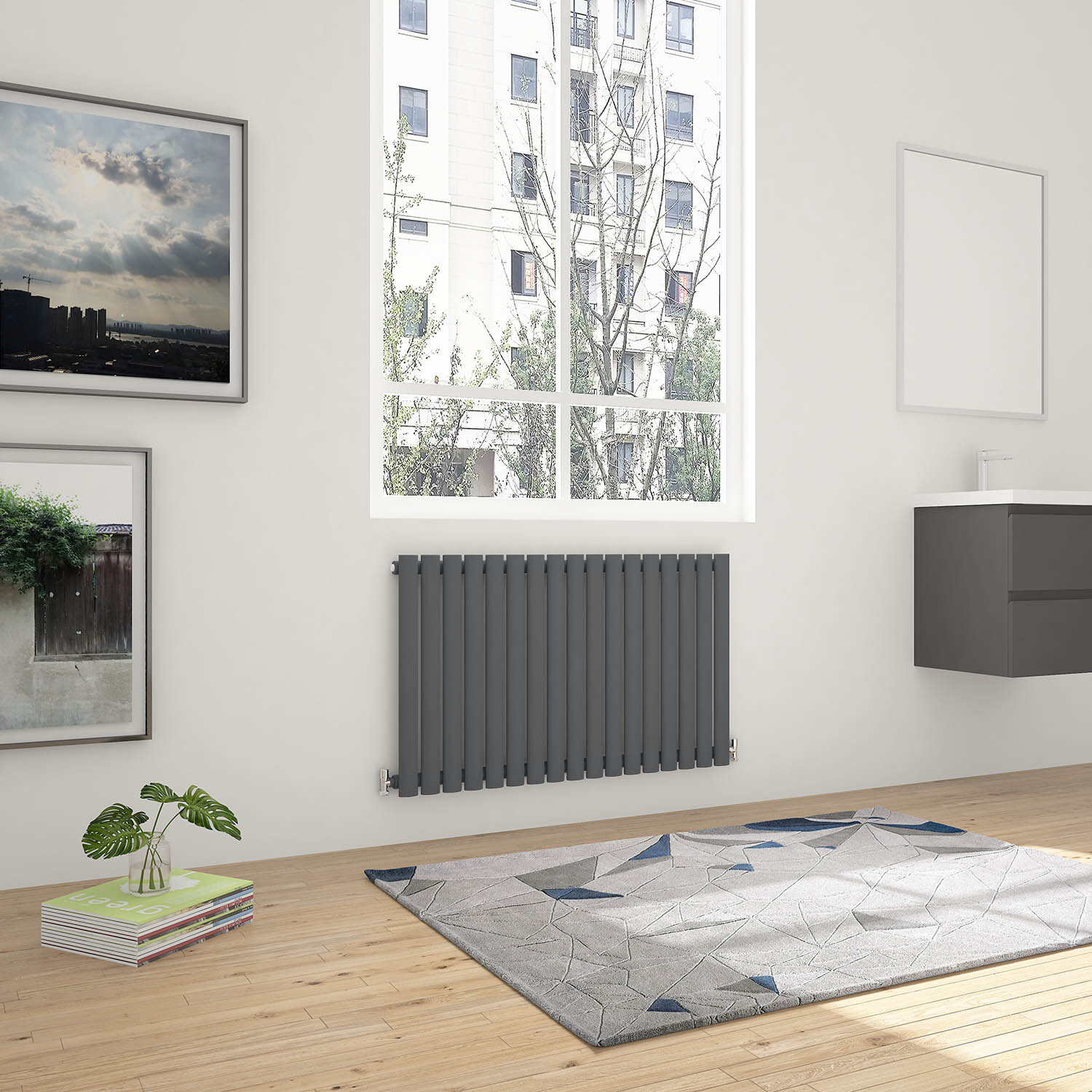 Oval Column Radiator Anthracite White Designer Central Heating ...