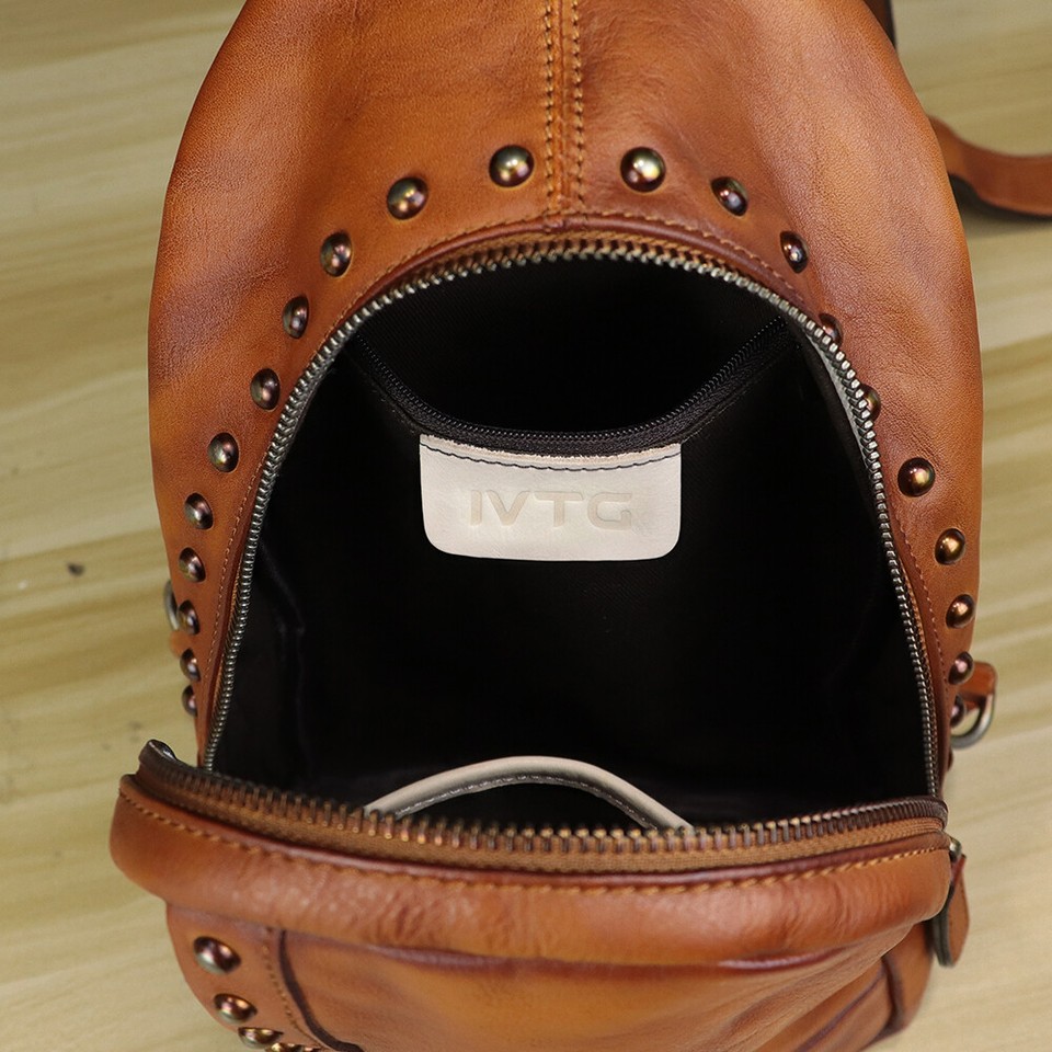 Genuine Leather Sling Bag for Women Men Sling Backpack Purses Crossbody ...