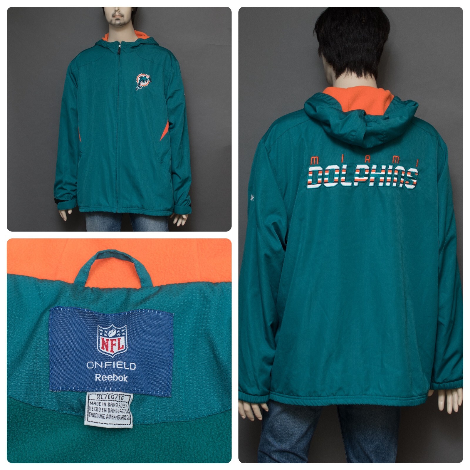 NFL Team apparel On Field Miami Dolphin full zip windbreaker XL | eBay