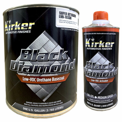 1 Gal Kirker Black Diamond Car Paint Super Jet Black LVB-70330 w/ Med ...
