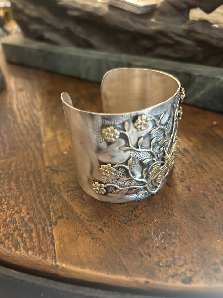 Sterling 14k And Diamond Butterfly Cuff Bracelet 825 Silver | eBay