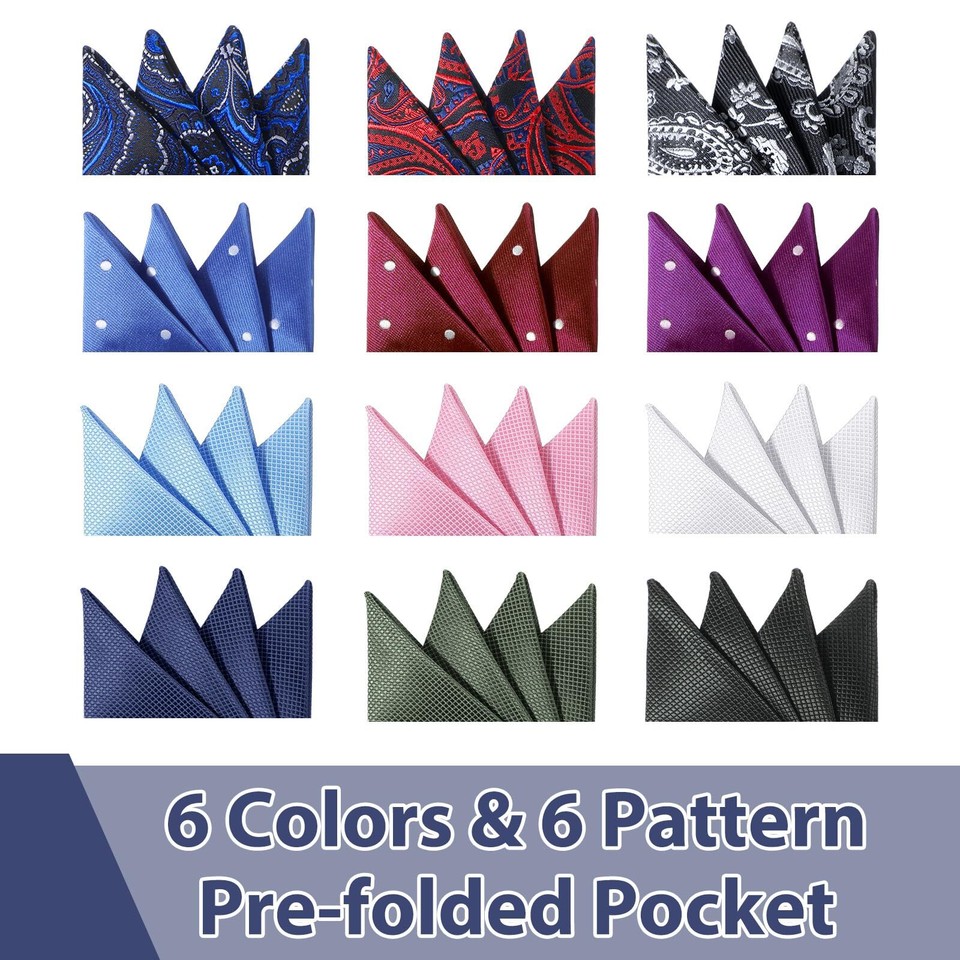 12 Pcs Pocket Squares for Men Prefolded Suit Pocket Squares on Card Masculine... | eBay