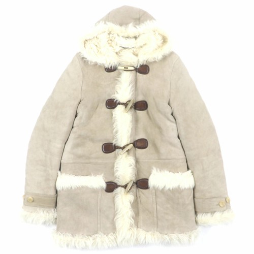 GUCCI sheep leather lamb fur backing logo toggle button double zip-up ...