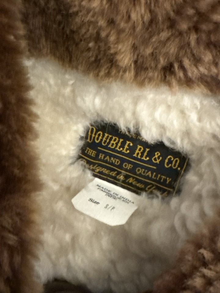 RRL Ralph Lauren Genuine Shearling Leather Jacket Cream Brown Coat BNWT ...