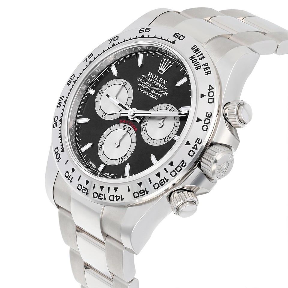 Rolex Cosmograph Daytona 18k White Gold Watch Black Dial "Baby LeMans ...