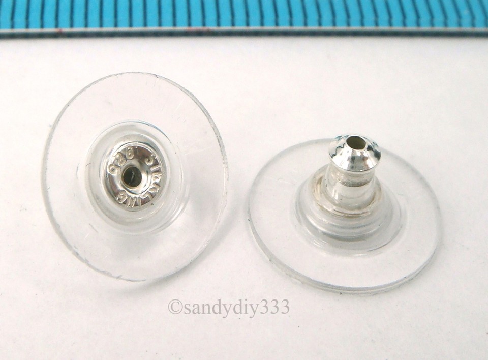 10x STERLING SILVER STUD POST BULLET EARRING EAR CLUTCHES BACKS ...