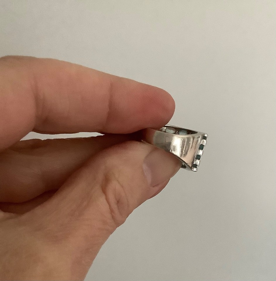 NYCll Chuck Clemency Sterling Silver 4 Row Genuine Blue Zircon Band ...