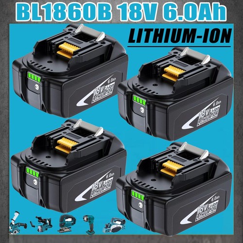 4 Packs 18V Battery 6.0Ah For Makita BL1820B 1830B 1840B 1850B BL1860 ...