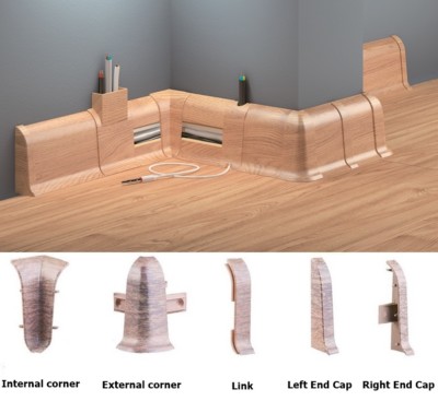 PVC Skirting Board Cable Cover 2.2m Flexible Edge Wall Trim Various ...