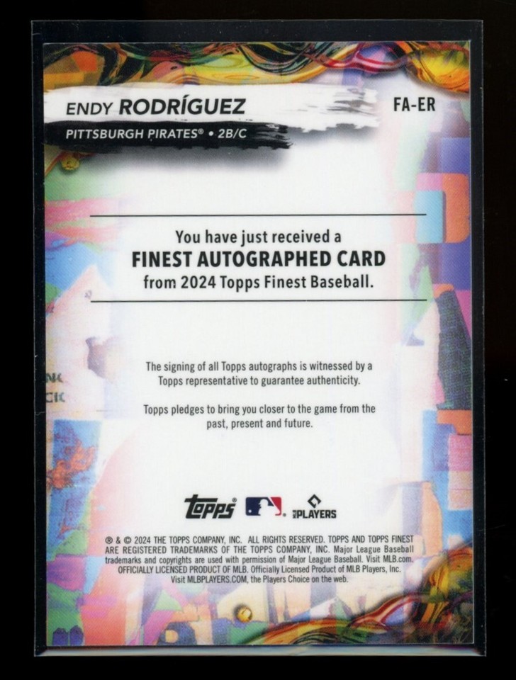 2024 Topps Finest Endy Rodriguez FA-ER Rookie Orange Autograph Auto 17/ ...