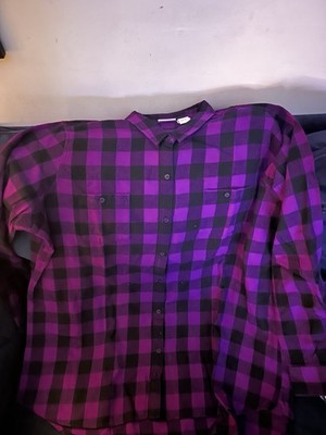 Vermont Country Store Women 2XL Purple Flannel Buffalo Check Boyfriend ...