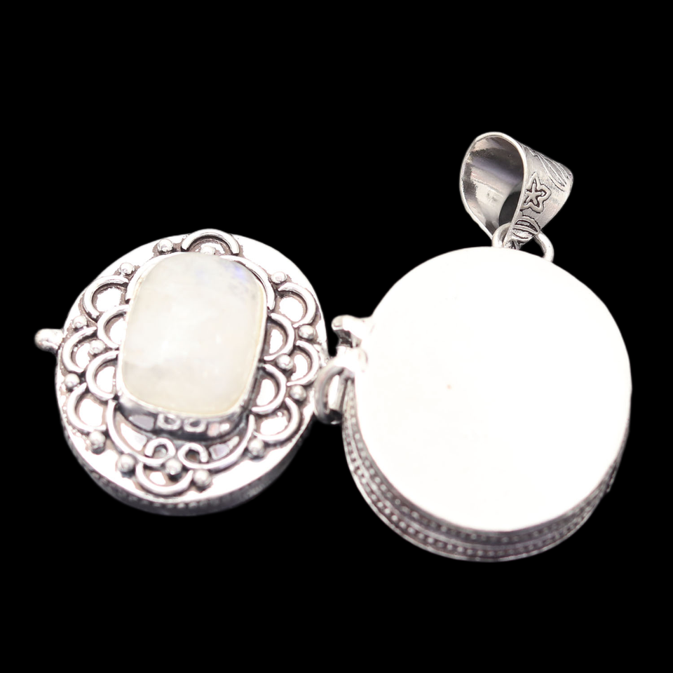 Moonstone Gemstone 925 Sterling Silver Poison Box Handmade Pendant ...