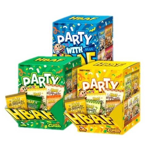 HBAF Almond Set Party Box (Yellow, Green, Blue) – 5 Flavors, 25 Packs ...