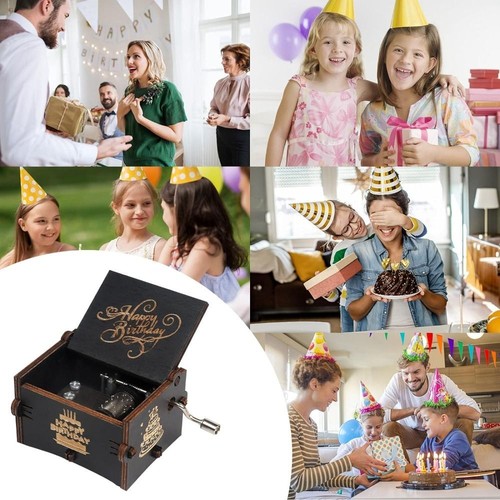 Happy Birthday Eight Tone Box Decoration Black Hand Operated Octave Box ...