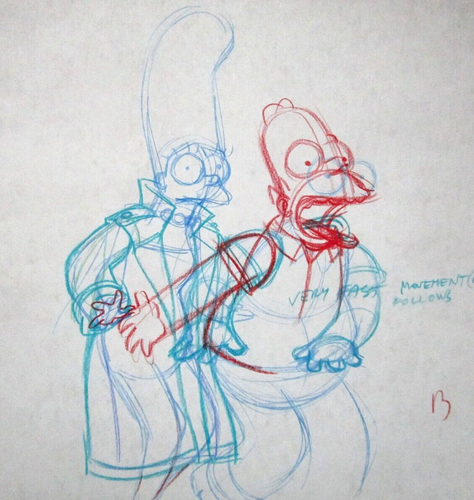 1990's SIMPSONS FOX Walt Disney ORIGINAL PRODUCTION cel LAYOUT DRAWING ...