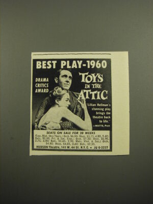 1960 Toys in the Attic Play Ad - Best Play - 1960 - Drama Critics Award ...
