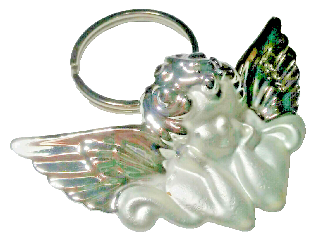 Angel Wings keyring Cupid Key chain Large Two Tone 18kt Yellow Gold New ...
