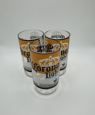 Set of 3 Upcycled Corona Light Glassware, Drinking Glasses for Bar and ...