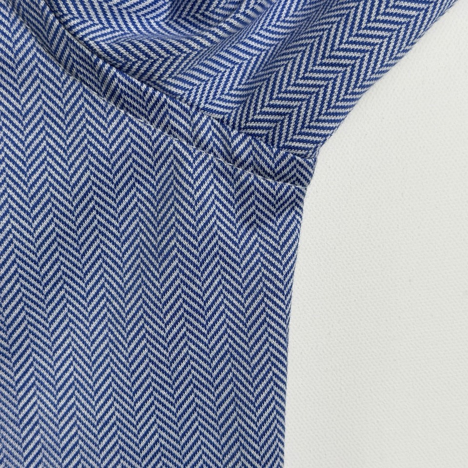 Polo Ralph Lauren Knit Dress Shirt sz L Men’s Blue Herringbone Cotton ...