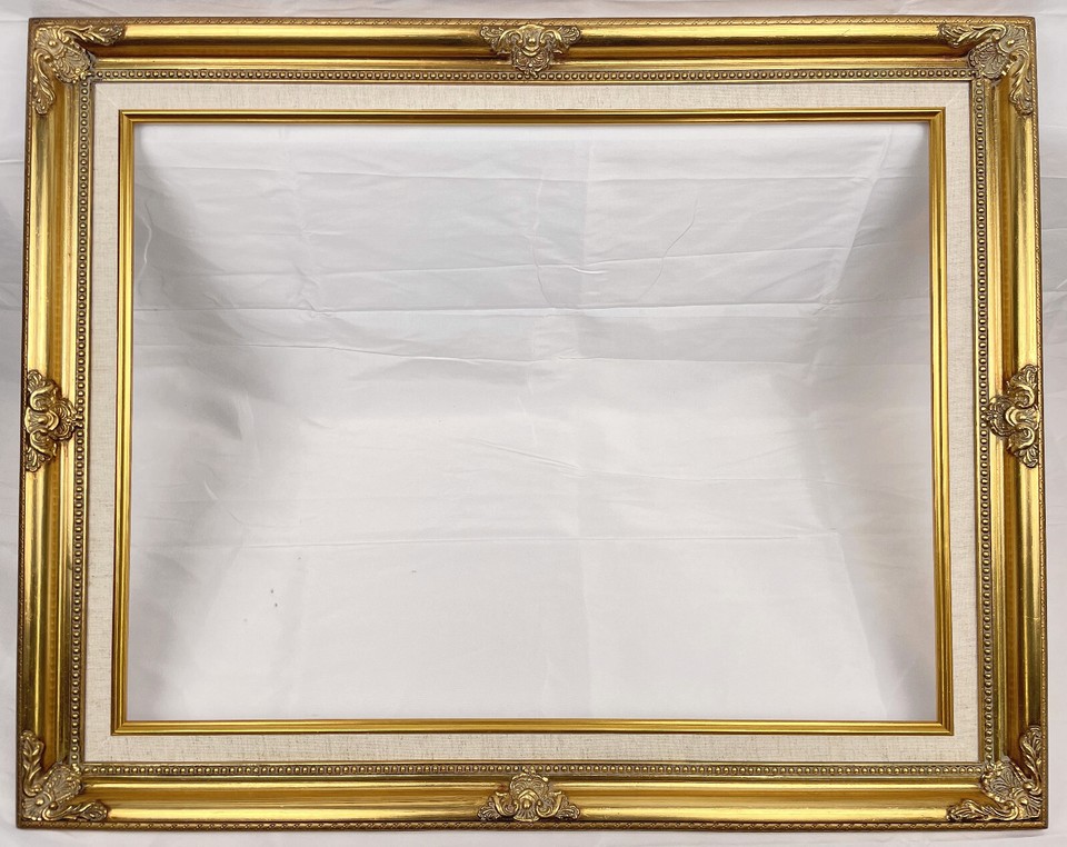 Antique Gold Ornate Baroque Wood Picture Frame Linen Liner 3" Wide | eBay