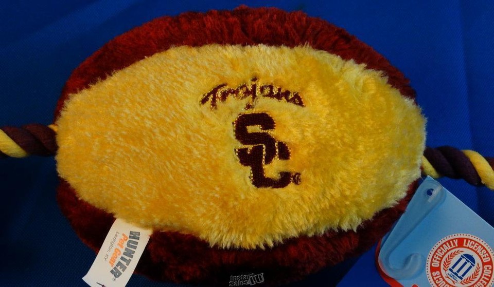 University Southern California USC Soft Plush Football Squeaky Rope Dog ...