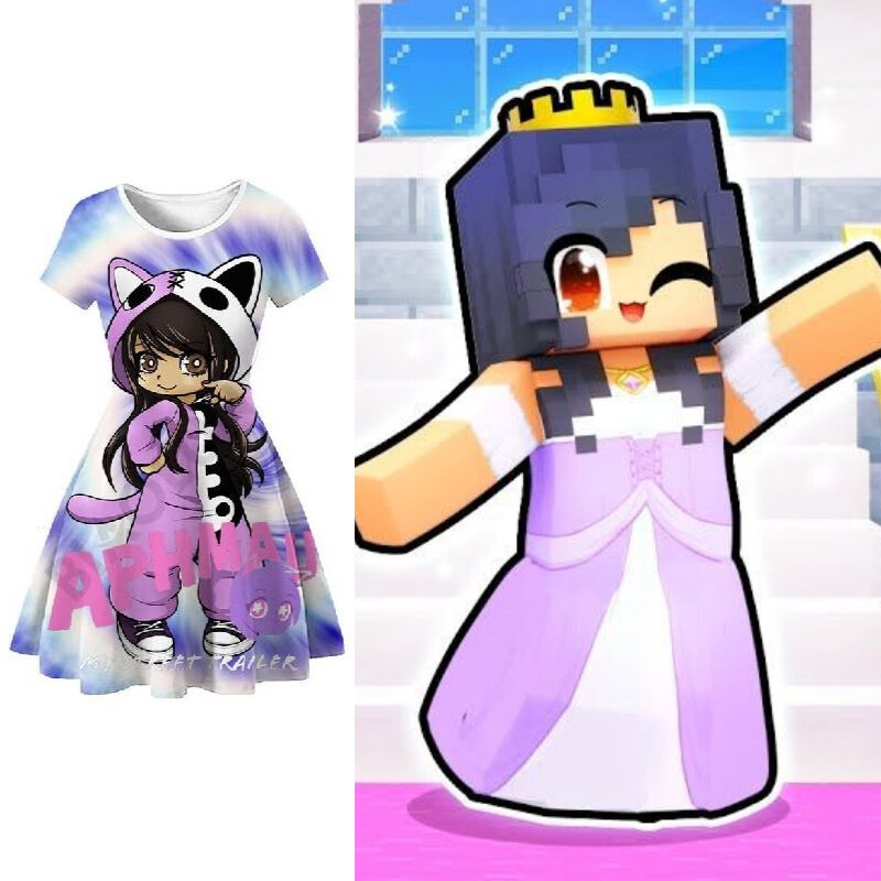 Fashionable Aphaum Girls Dress Cute Cartoon Pattern, Polyester Material ...