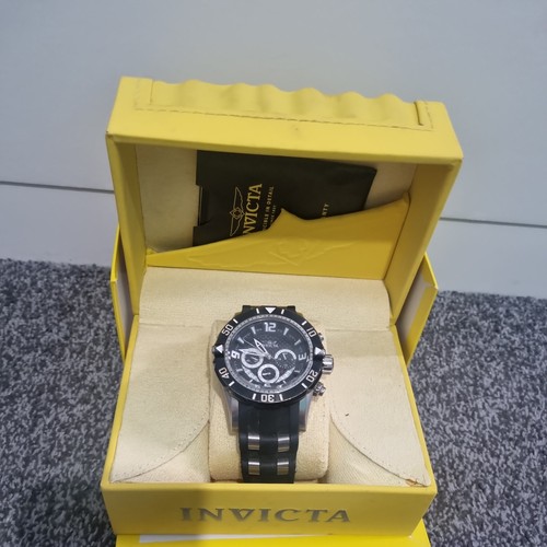 Invicta Men's Pro Diver Chronograph Black Dial Black Watch 23696 FAULTY ...