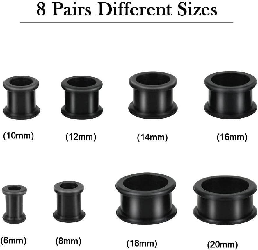16 PCS Ear Stretching Kit Soft Silicone Ear Tunnels Gauge Earrings Size ...