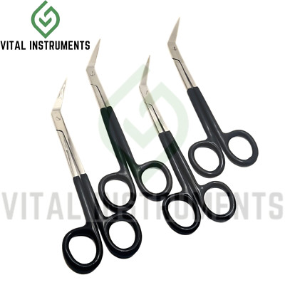 4 Pcs Kelly Angled Scissors 6.25" Black Surgical Orthodontics Dental ...