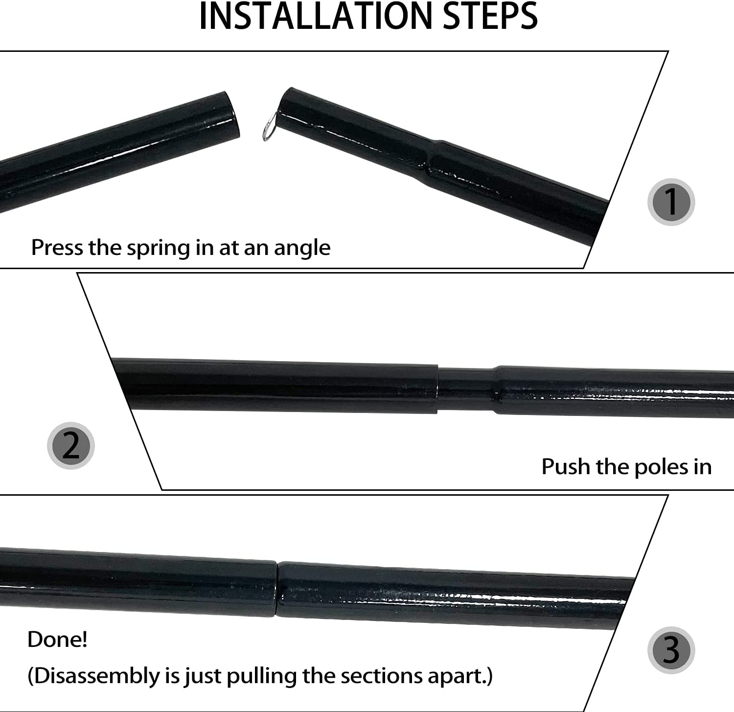 Steel Rod Tent Pole Replacement Accessorie 2pc/set Adjustable Bars | eBay