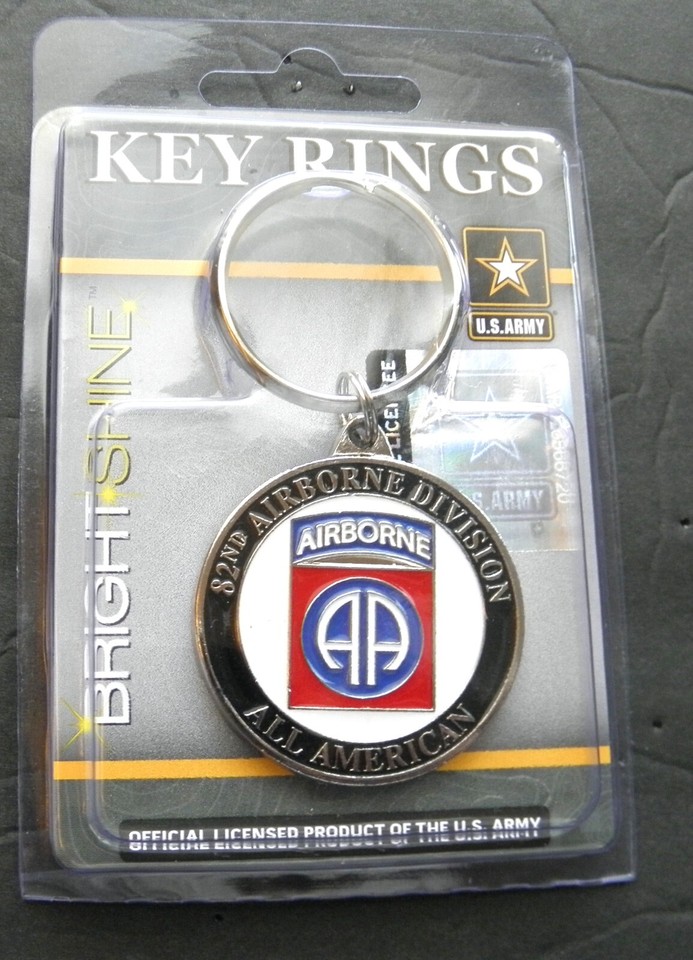 US ARMY 82ND AIRBORNE METAL ENAMEL KEY RING CHAIN KEYCHAIN KEYRING 1.5 ...