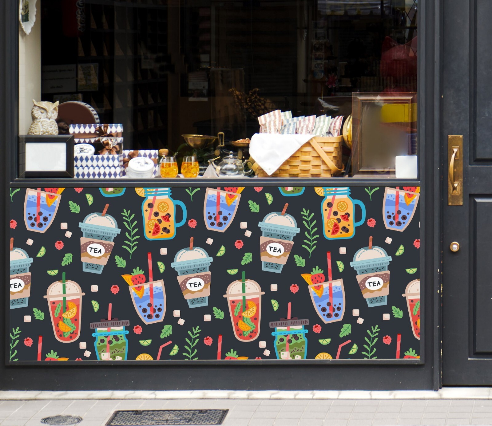 3D Bubble Tea G3044 Pearl Tea Shop Window Stickers Vinyl Wall Mural ...