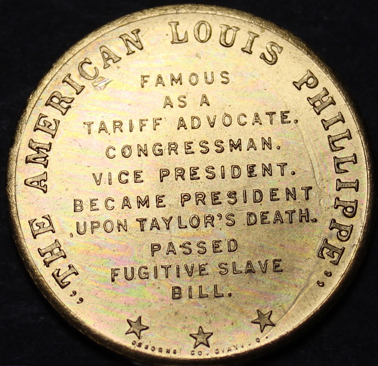 Millard Fillmore 13th President Bronze Medallion~Passed Fugitive Slave ...