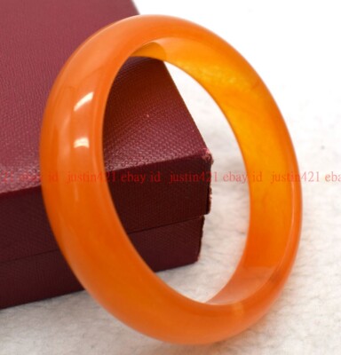 Natural 56-62mm Genuine Orange Jade Jadeite Round Bangle Bracelet AAA ...